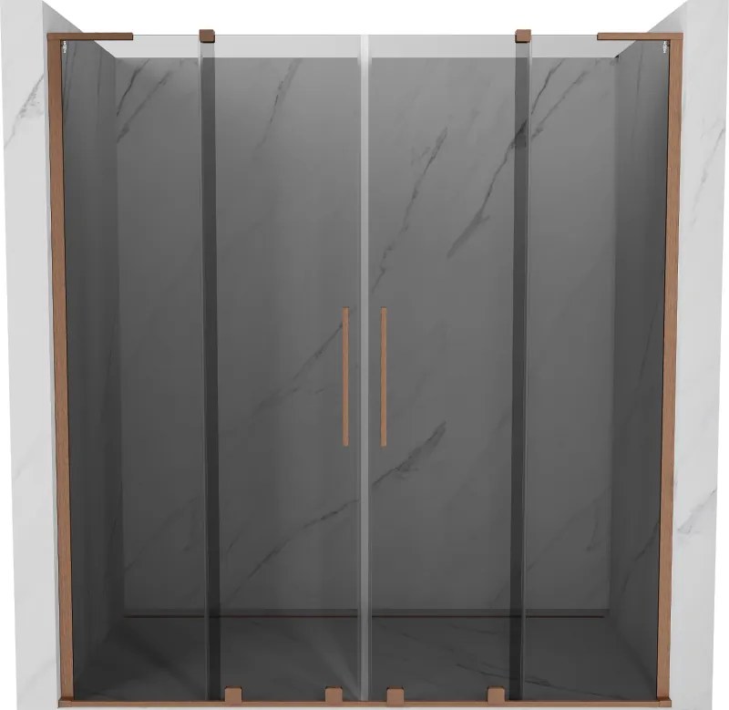 Mexen Velar L Duo, posuvné sprchové dveře do otvoru 170 cm, 8mm šedé sklo, měděná matná, 871-170-003-42-65