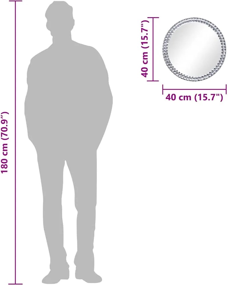 Nástěnné zrcadlo 40 cm tvrzené sklo 249447