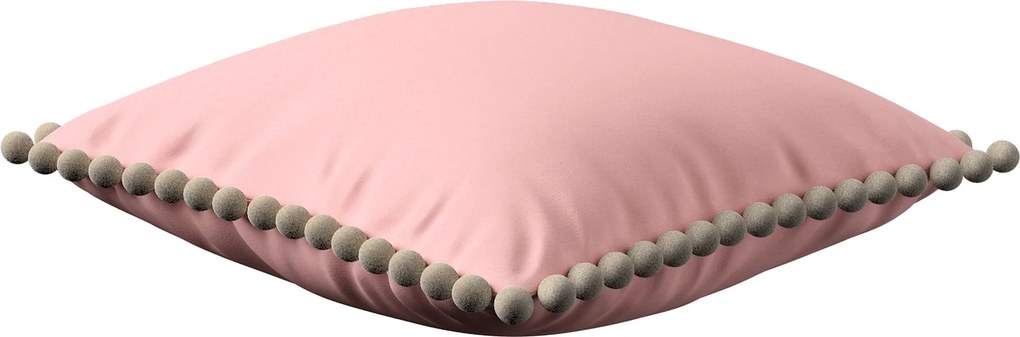 Věra - potah na polštář ozdobné bambulky po obvodu barva růžová