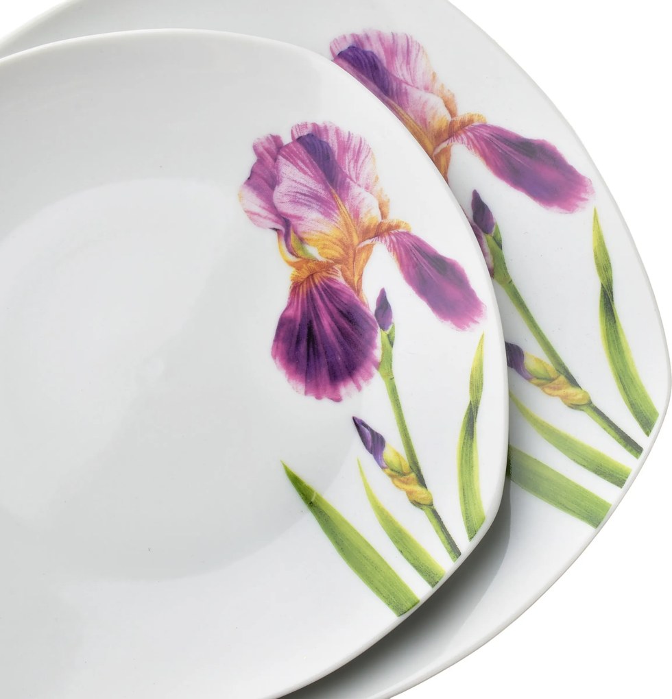 Porcelánová jídelní sada LEA Iris 18 ks bílá/fialová