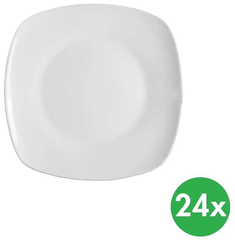 Talíř dezertní hranatý MONA, 18,5 x 18,5 cm, porcelán, 24 ks