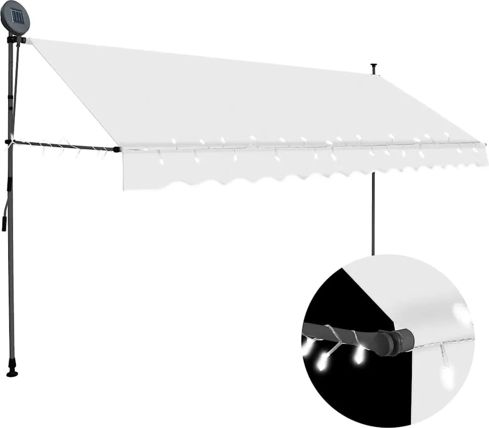 Ručně zatahovací markýza s LED světlem 350 cm krémová 145874