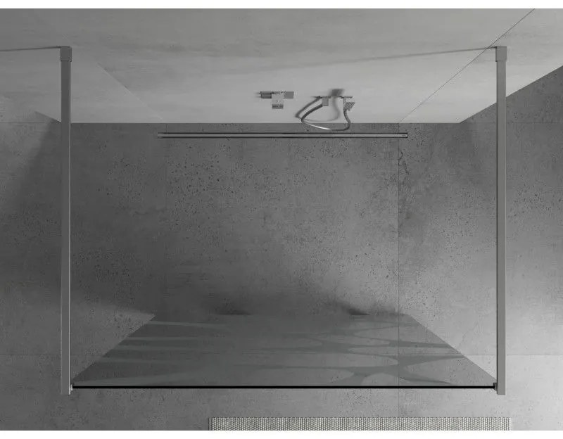 Mexen Kioto, průchozí sprchová zástěna 110 x 200 cm, 8mm sklo čiré/bílý vzor, 2x chromová stabilizační rozpěra, 800-110-002-01-97