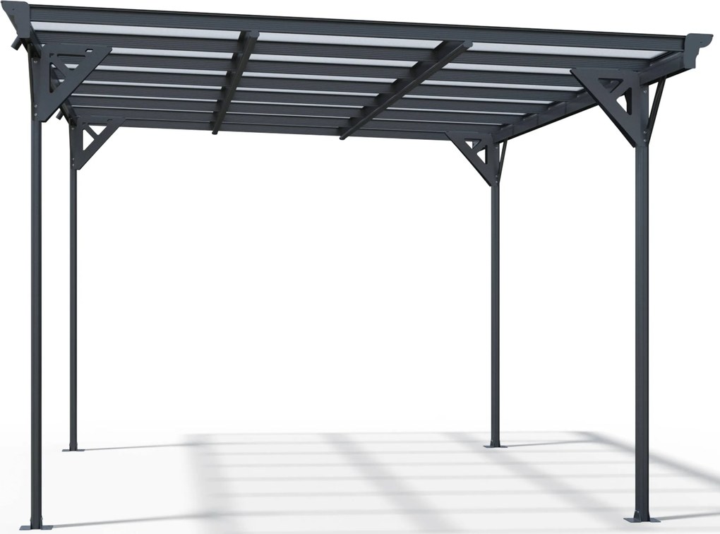 Přístřešek na auto BestBerg BBCP-CH500 / 15,3 m² / 503 x 305 x 232 cm / antracit/šedá