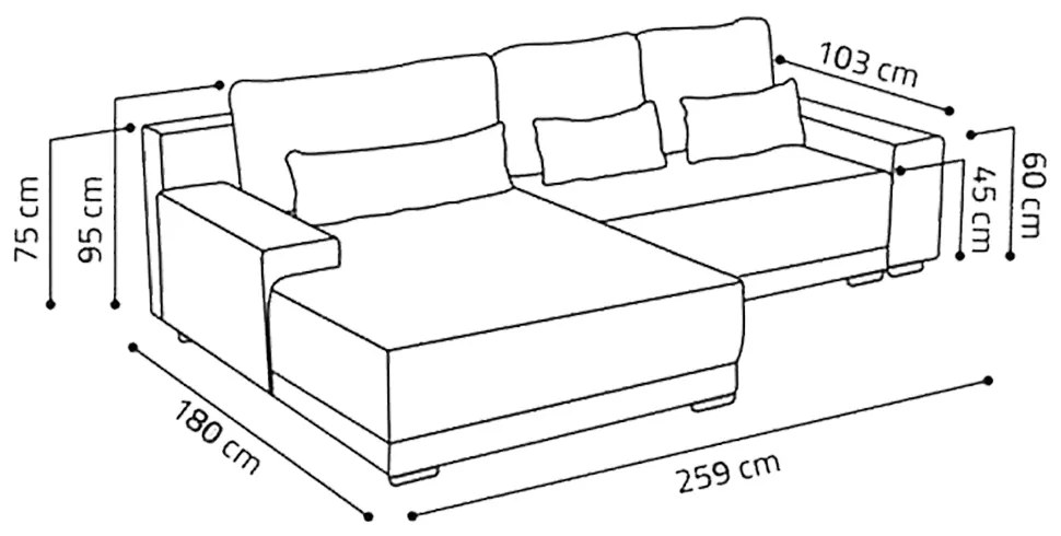 Sedací souprava LACOSTA | 259x180 cm | rozkládací + úložný prostor | VÝBĚR TKANIN