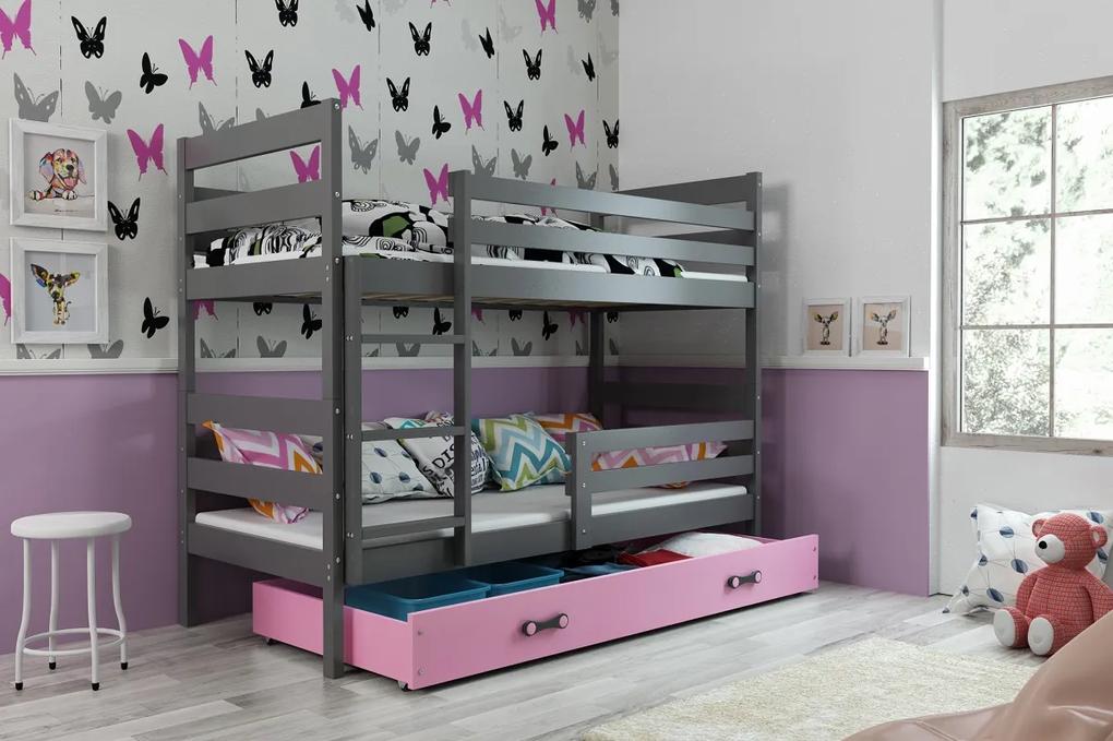 BMS Group Dětská patrová postel s úložným prostorem ERYK grafit Velikost postele: 200x90 cm, Barva šuplíku: Bílá