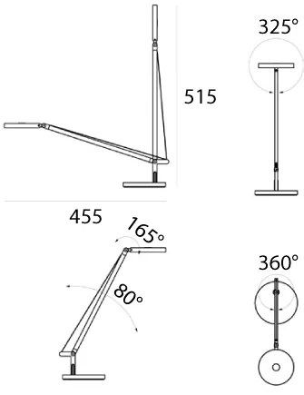 Artemide Demetra Micro Table, černá stolní lampička s dotykovým stmívačem, 6W LED 2700K, 51,5cm