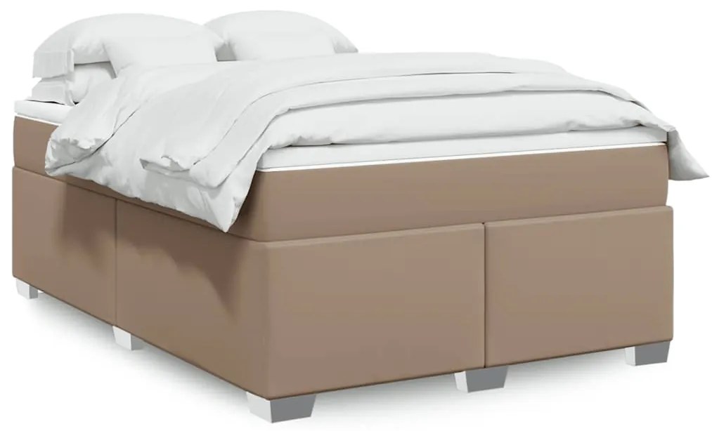 Box spring postel s matrací cappuccino 140x190 cm umělá kůže
