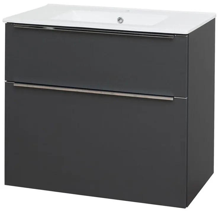 Mereo Mereo, Mailo, koupelnová skříňka s keramickým umyvadlem 81 cm, bílá, dub, antracit, CN531
