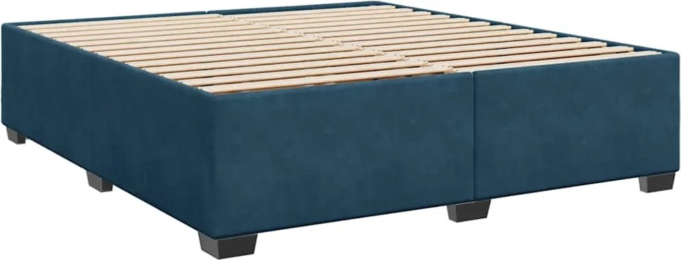 Box spring postel s matrací modrá 200 x 200 cm samet 3291012