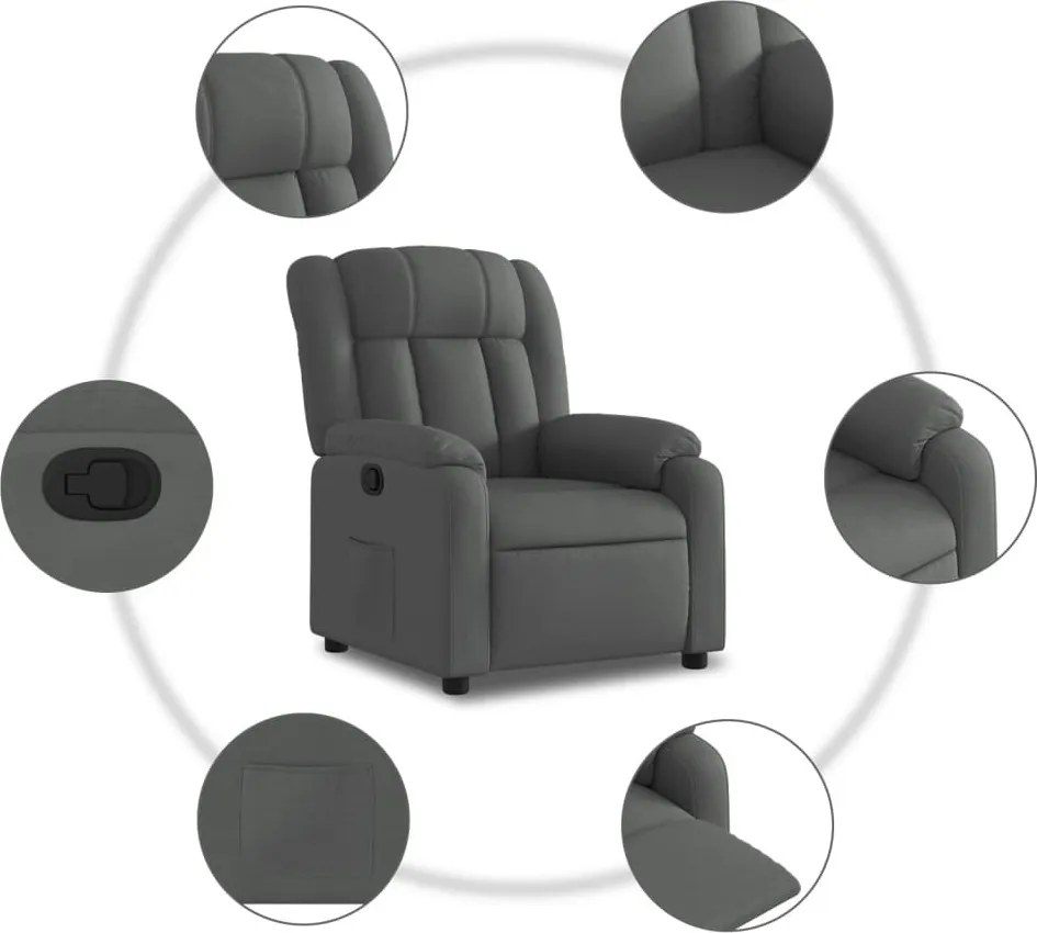 vidaXL Polohovací křeslo textil [373575] Barva: Tmavě šedá