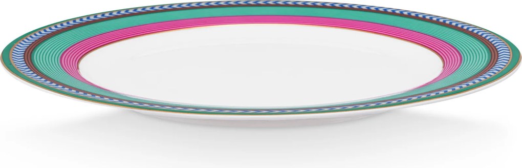 Pip Studio Pip Chique Stripes talíř ∅23cm, růžovo-zelený (Porcelánový talíř Ø 23cm)