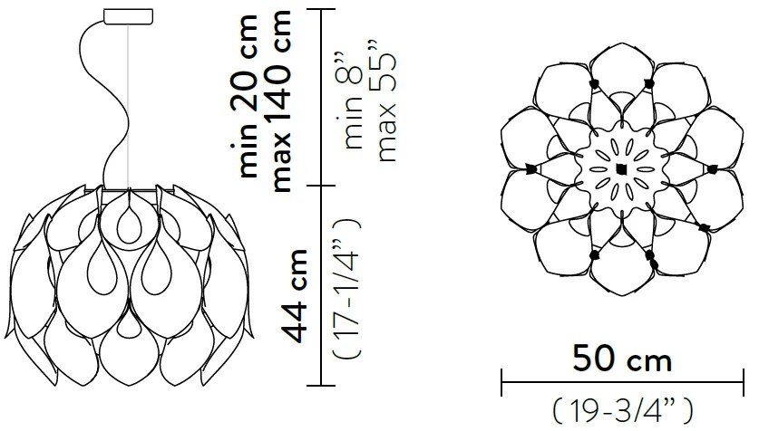 SLAMP FLOSM00WHT01T00000EU Flora medium, závěsná exotická rostlina s bílými lístky, 3x20W, prům. 50cm