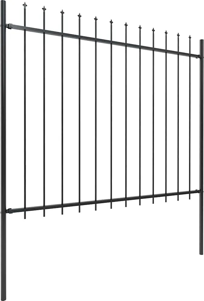 Zahradní plot s kopím nahoře ocelový 1506 x 150 cm černý 277637