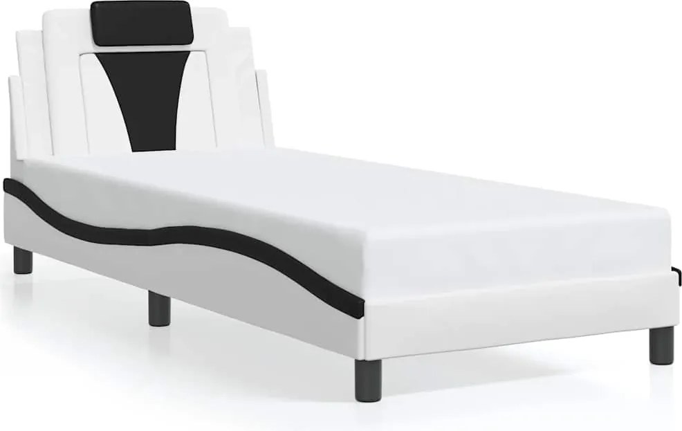 Rám postele Viana bez matrace bílý a černý 90x190 cm umělá kůže 3208067
