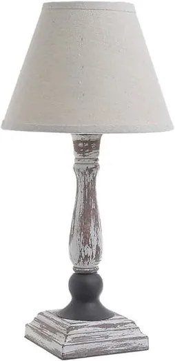 Inart Stolní lampa bílošedé dřevo s kovem vintage styl -40x20cm