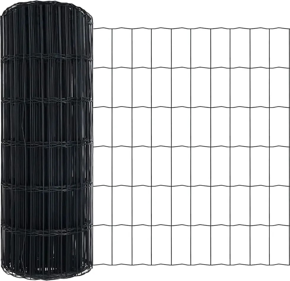 Evropský plot se hroty 25 x 0,4 m Ocel potažená PVC Šedá 3350676