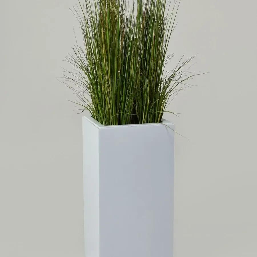 Květináč BLOCK 80, sklolaminát, výška 80 cm, bílý lesk