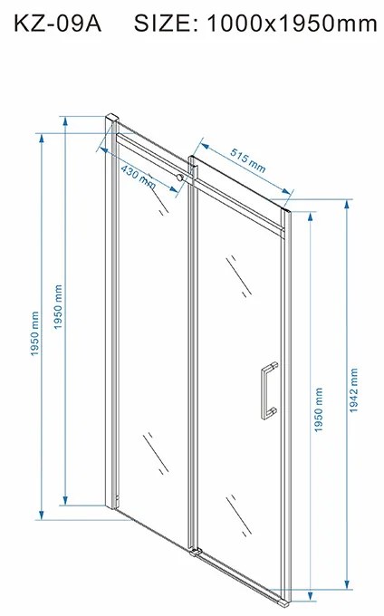 BPS-koupelny Posuvné sprchové dveře HYD-PD09A 100 černá/transparent pro instalaci do niky - bez vaničky