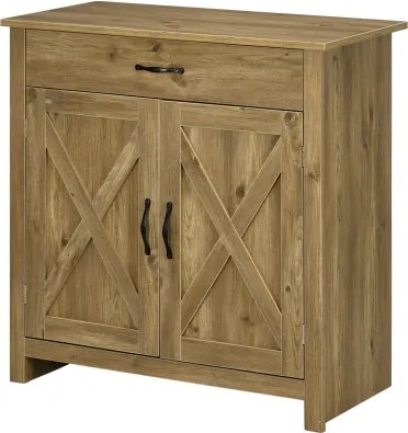 HOMCOM kuchyňská skříňka ve venkovském stylu s dvoudveřovou skříní a zásuvkou, 80x39,7x80 cm, vzhled dřeva