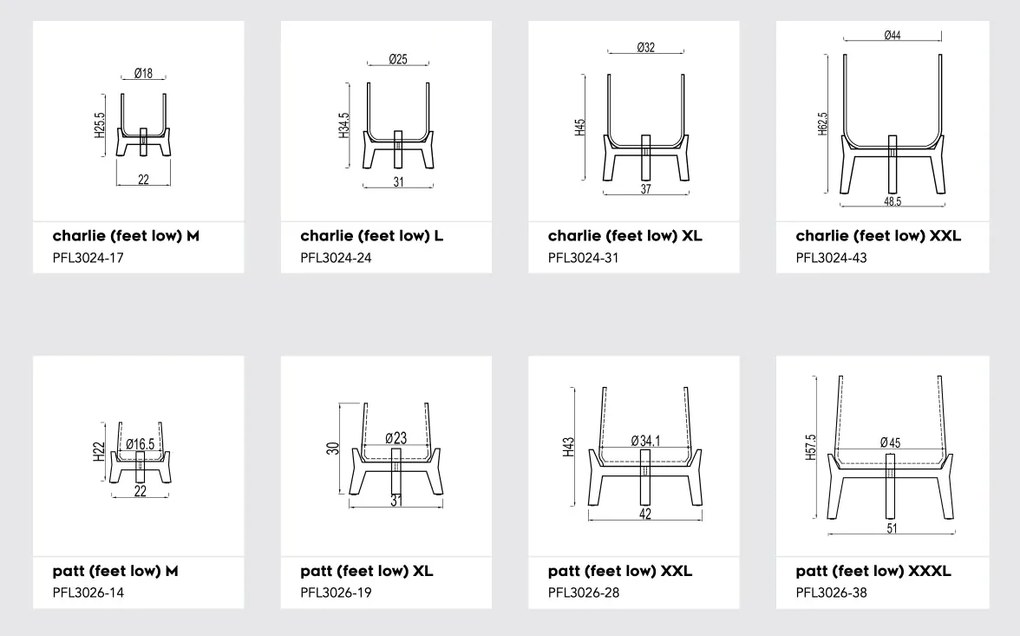 Feet Low dřevěné nohy Pottery Pots M - Ø 36 cm / V 19 cm