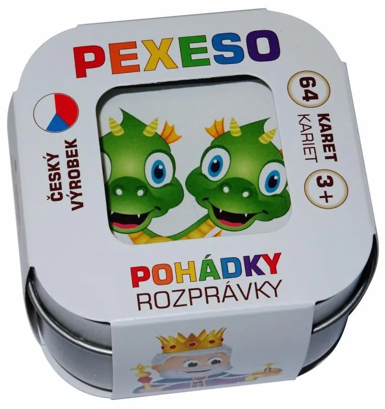 Pexeso Pohádky 64 karet společenská hra v plechové krabičce 6,5x6,5x4cm 9ks v boxu