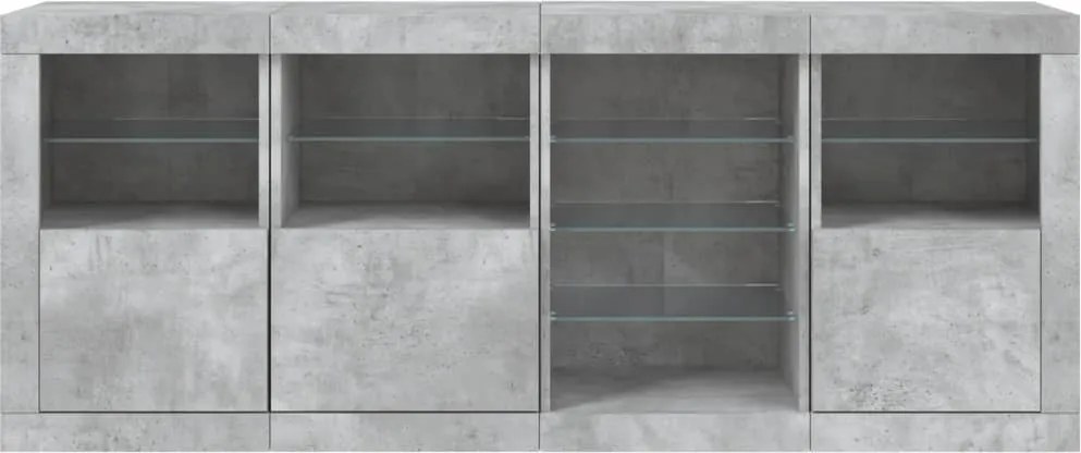 Příborník s LED osvětlením betonově šedý 164 x 37 x 67 cm 3209054