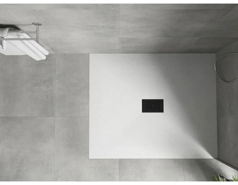 Mexen Hugo, obdélníková sprchová vanička SMC 120 x 100 cm, bílá, černá krytka, 42101012-B