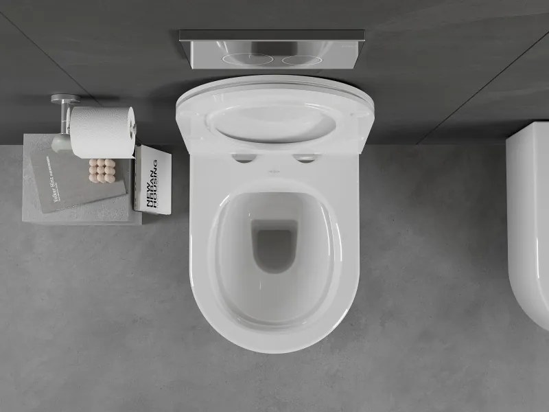 Mexen Sofia, závěsná WC mísa 490x360x355 mm, Rimless Tornádo + toaletní WC sedátko z duroplastu, bílá lesklá, 30540500