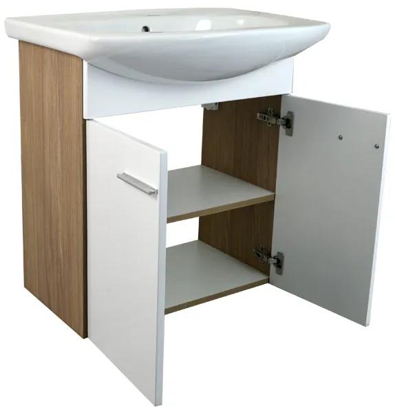 BPS-koupelny Koupelnová skříňka závěsná s keramickým umyvadlem Bella U 66