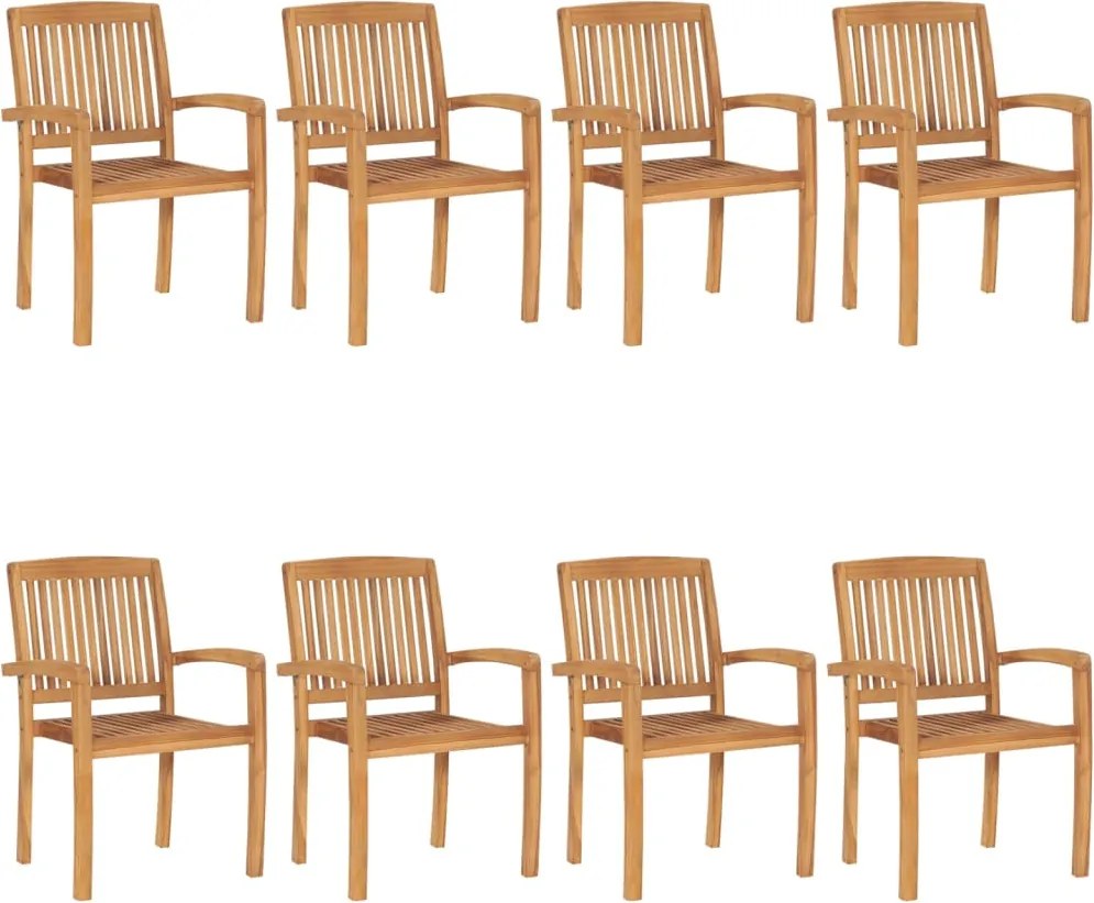 Stohovatelné zahradní židle s poduškami 8 ks masivní teak 3073281