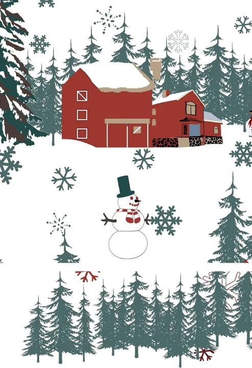 Polybavlněné povlečení SNOWY HOUSES POLY bílé Rozměr povlečení: 2 ks 70 x 90 cm | 200 x 220 cm