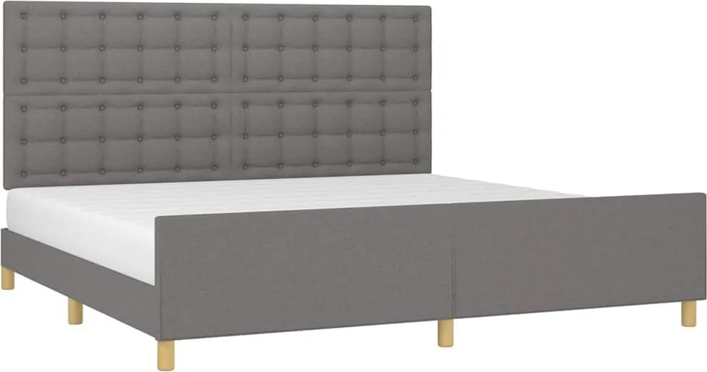 Rám postele bez matrace tmavě šedý 200 x 200 cm textil 3125406