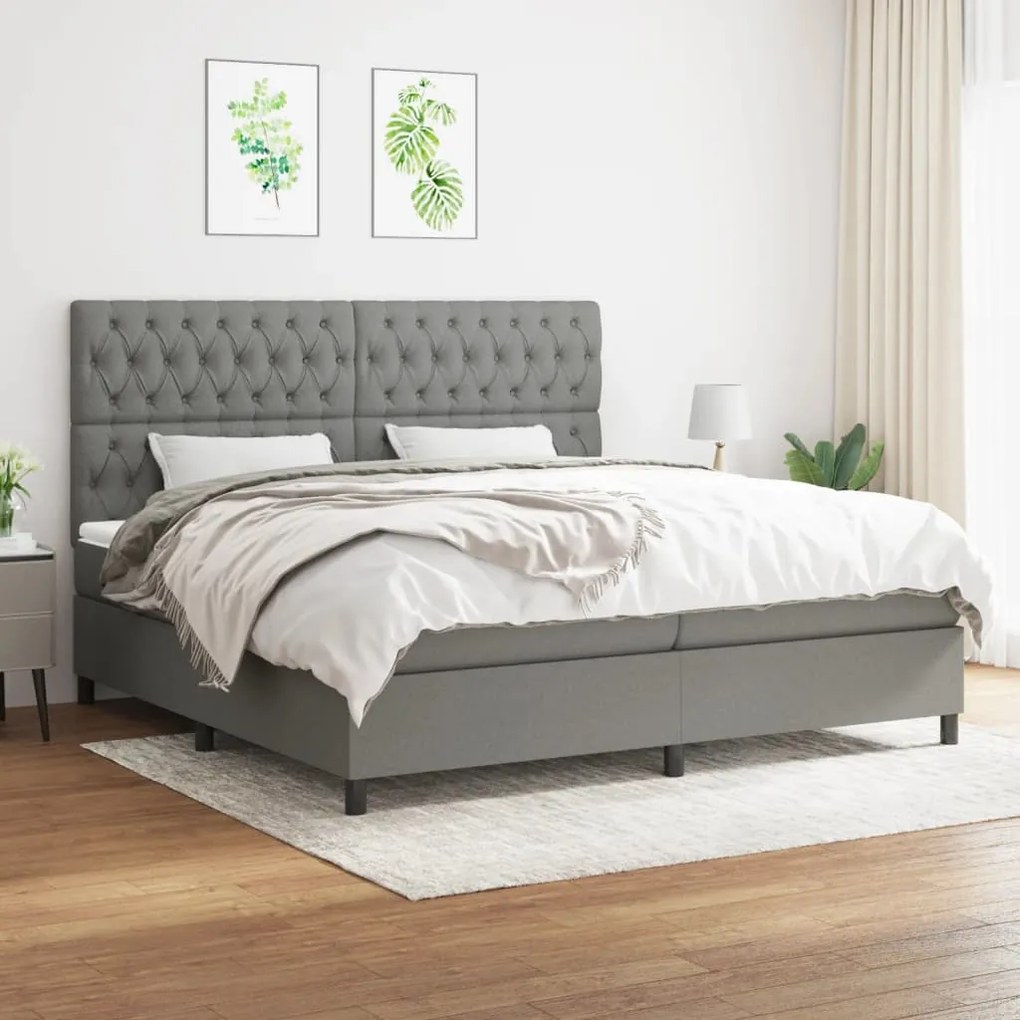 Box spring postel s matrací tmavě šedá 200x200 cm textil 3142042