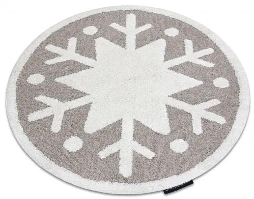 Kulatý dětský koberec JOY Sněhová vločka sníh béžový krémový Rozměr: průměr 140 cm