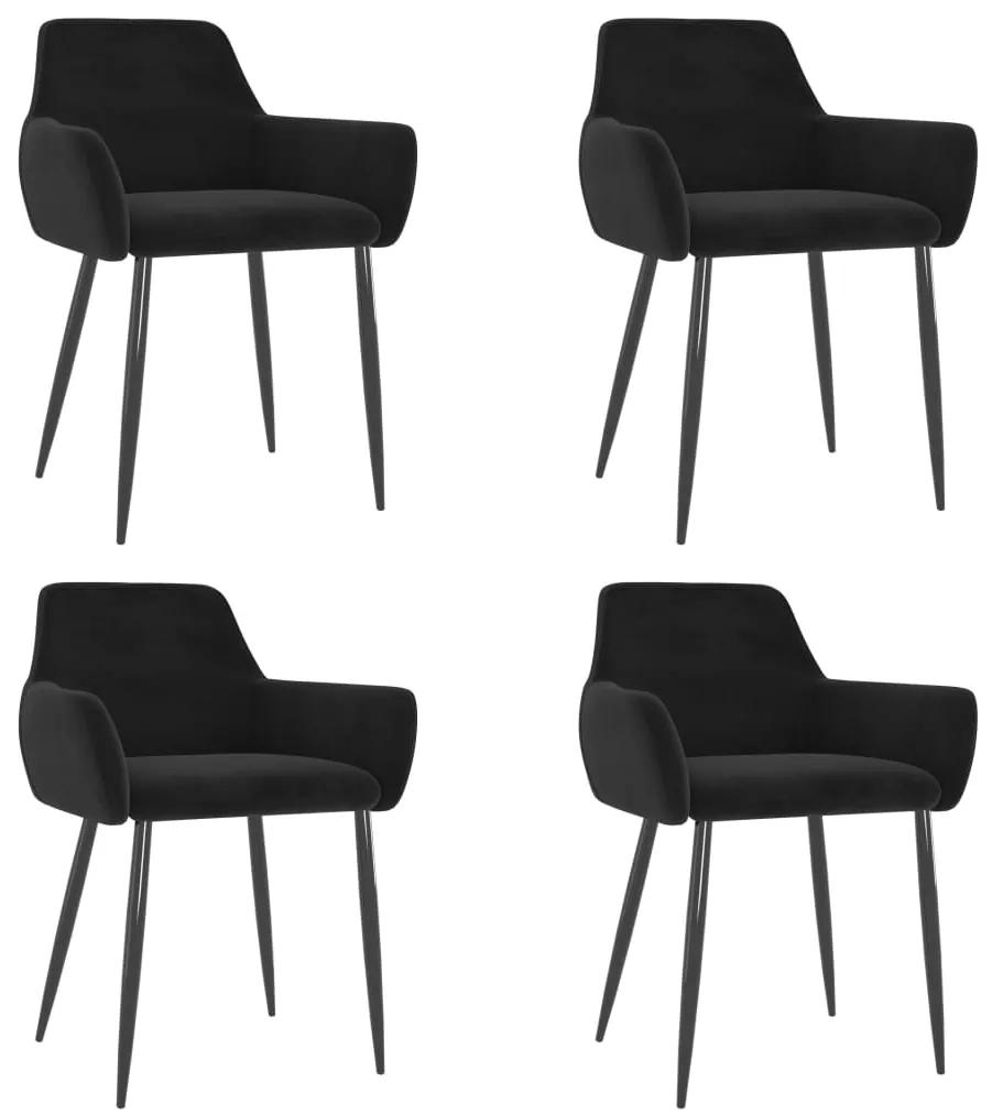 3068036 vidaXL Jídelní židle 4 ks černé samet