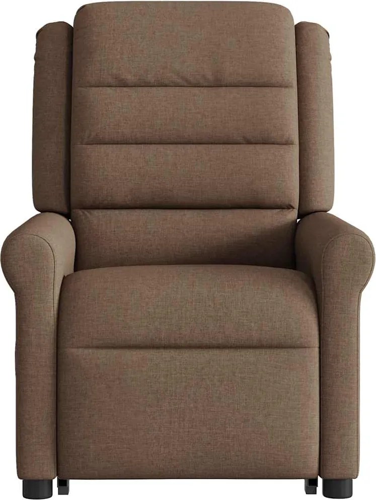 Elektrické zvedací polohovací křeslo hnědé textil 3303338