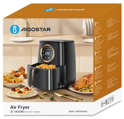 Aigostar - Horkovzdušná fritéza 1400W/230V 4,2l černá