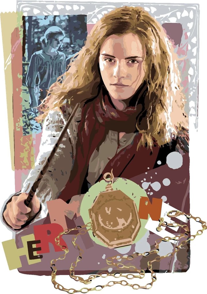 zuty zuty - malování podle čísel - karta hermiona granger (harry potter), 40x50 cm, plátno+rám