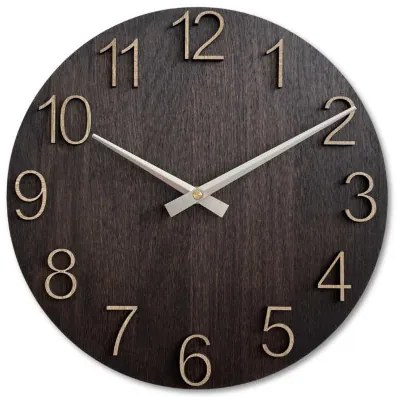 Luxusní dřevěné nástěnné hodiny Wenge – Černý design I SENTOP MAS016-OSMO-3169-heads-silver
