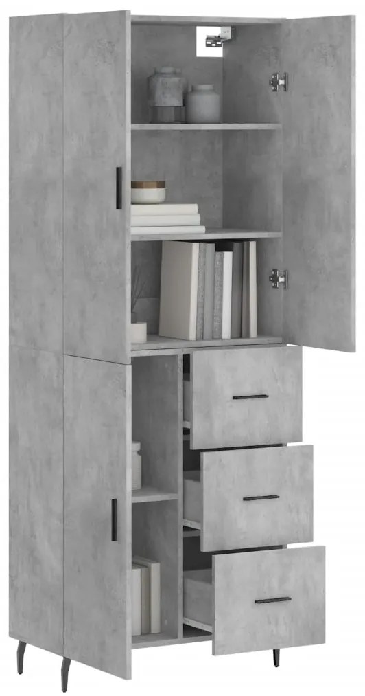 Skříň highboard betonově šedá 69,5x34x180 cm kompozitní dřevo