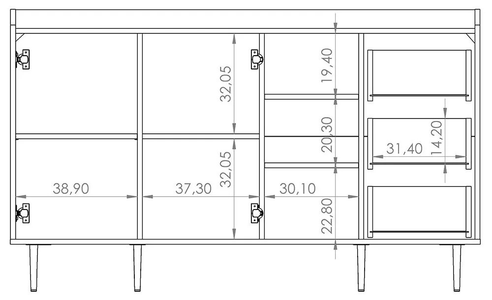 VASINA | komoda K2D3SZ | VS-01 | 150 cm | dub brandy castello