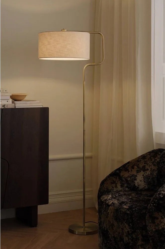 Krémová/v mosazné barvě látková stojací lampa (výška 160 cm) Josho – Ellos Home