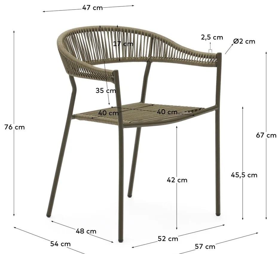 Khaki jídelní židle z umělého ratanu v sadě 4 ks Futadera – Kave Home