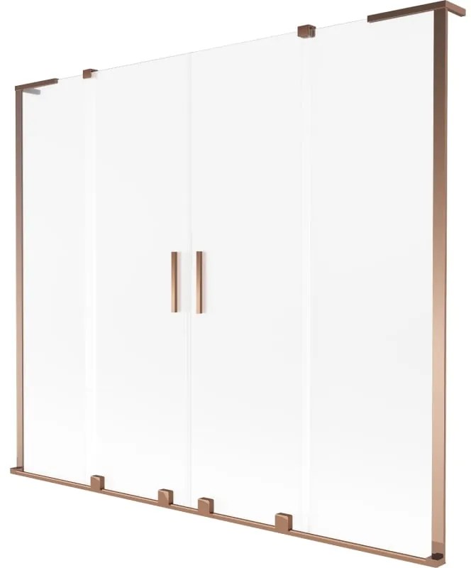 Mexen Velar L Duo, 2-křídlová posuvná vanová zástěna 180 x 150 cm, 8mm sklo námraza, růžové zlato, 896-180-003-32-60