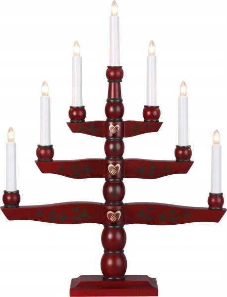 Dřevěný adventní svícen Tradition červený