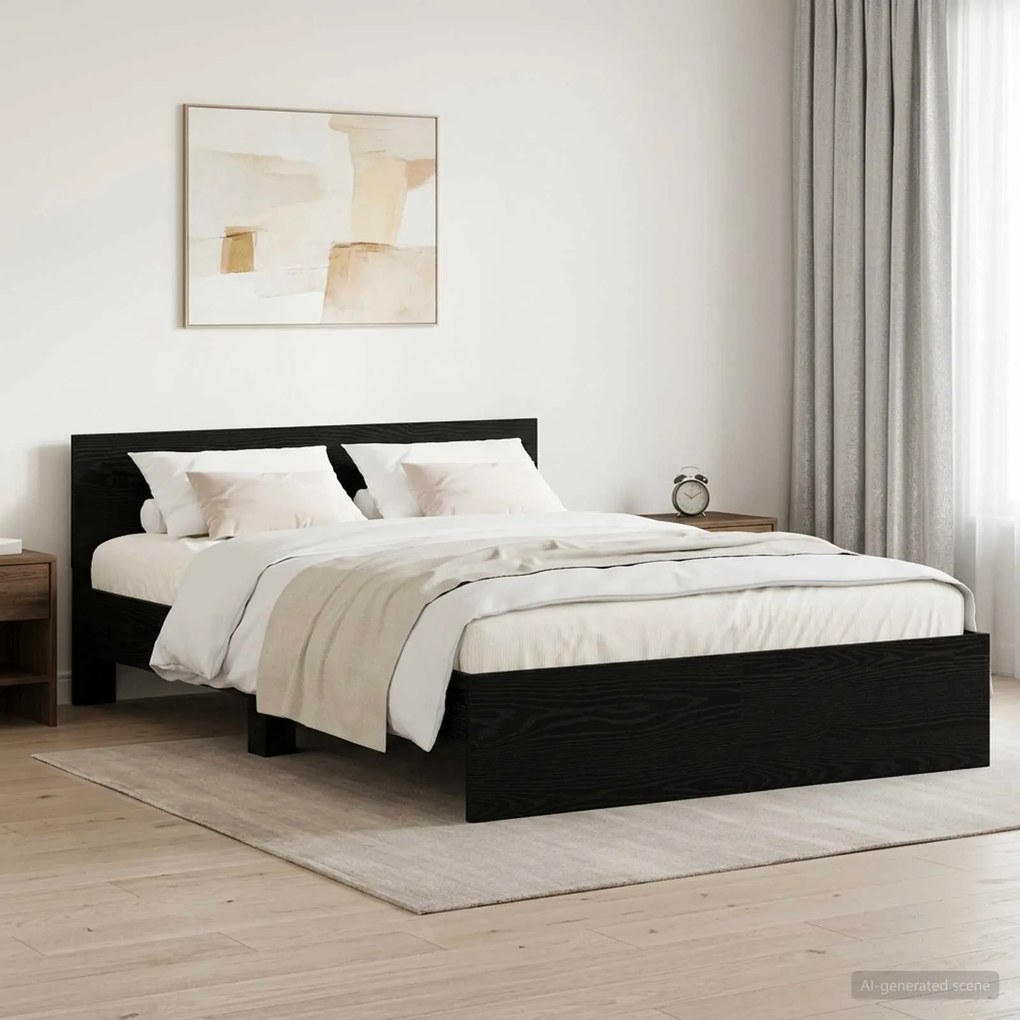 vidaXL Rám postele s čelem 140 x 190 cm Kompozitní dřevo [3207497] Barva: Černý dub