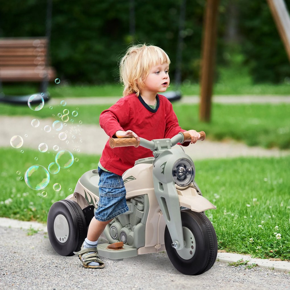 Dětská elektrická motorka AIYAPLAY, 6V elektrická motorka s hudbou a bublinkami, dětské vozidlo s předním světlem, 2,5-3 km/h, pro děti 2-5 let, max.