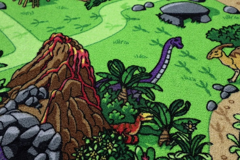 Vopi, Dětský kusový koberec Dino čtverec, 180x180, vícebarevná, dětský pokoj