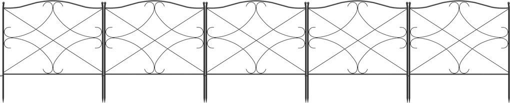 Outsunny Set 5 dekorativních kovových zahradních plotů s ornamenty - 305 x 62 cm černý | Aosom